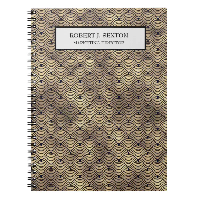 Retro Art Deco Style Gold and Black Rainbow Notebook | Zazzle