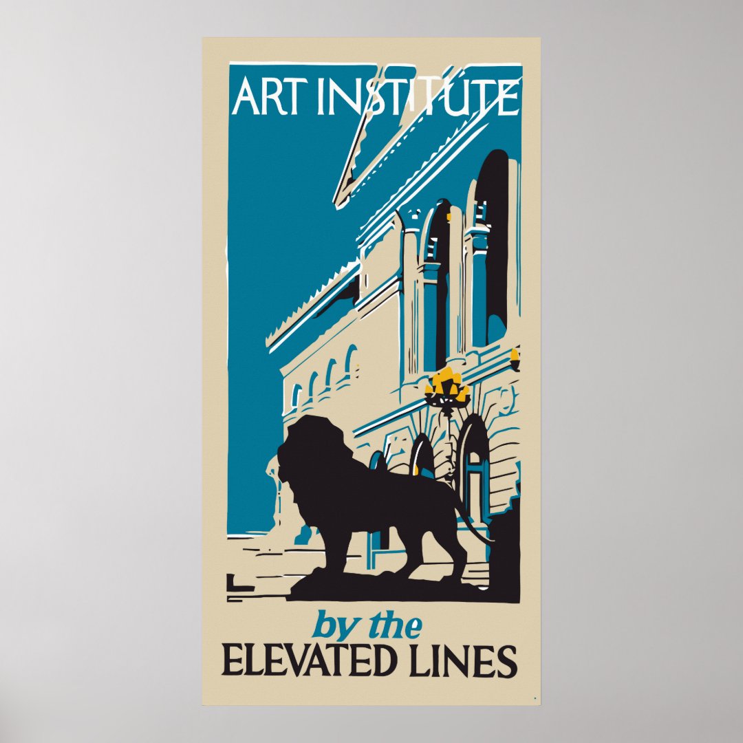 Retro art institute Chicago vertical banner ad Poster | Zazzle