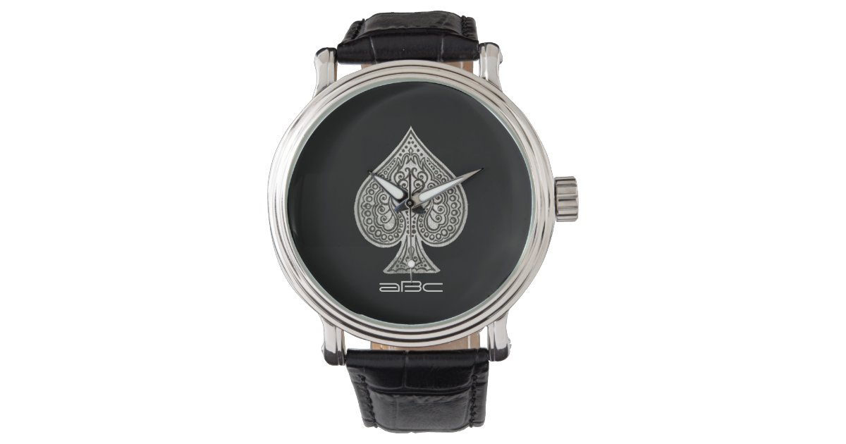 Retro Artistic Poker Ace Of Spades Personalized Watch | Zazzle