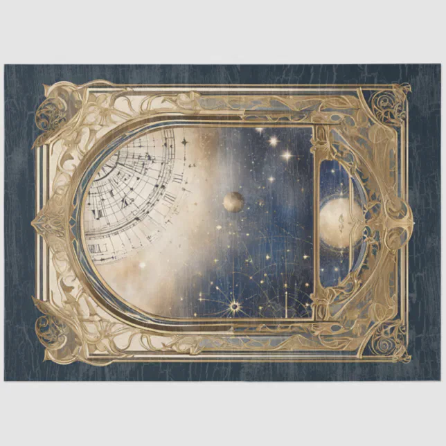 Retro Astrological Celestial Stars Navy Decoupage Tissue Paper | Zazzle