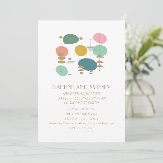 Retro Atomic Age Mid Century Mod Engagement Party Invitation | Zazzle.com