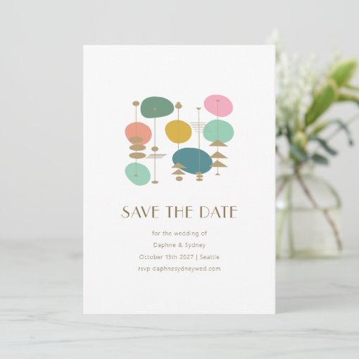 Retro Atomic Age Mid Century Modern Chic Wedding Save The Date | Zazzle