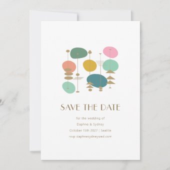 Retro Atomic Age Mid Century Modern Chic Wedding Save The Date | Zazzle