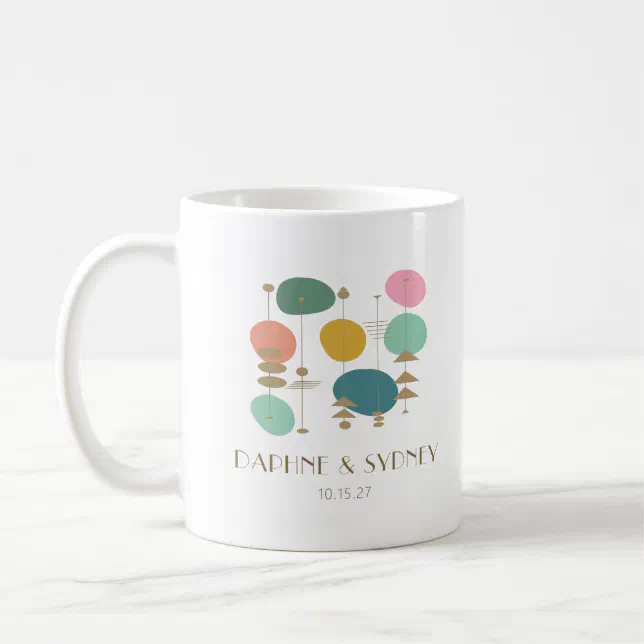 Retro Atomic Age Mid Century Modern Custom Wedding Coffee Mug | Zazzle