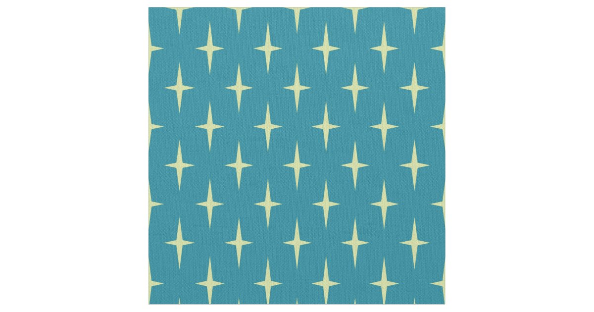 Retro Atomic Age Star Pattern Fabric | Zazzle