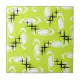 Retro Atomic Age Swirls Stars Pattern Chartreuse Ceramic Tile | Zazzle
