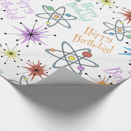 Retro Atomic Birthday Wrapping Paper | Zazzle