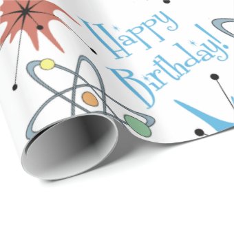 Retro Atomic Birthday Wrapping Paper | Zazzle