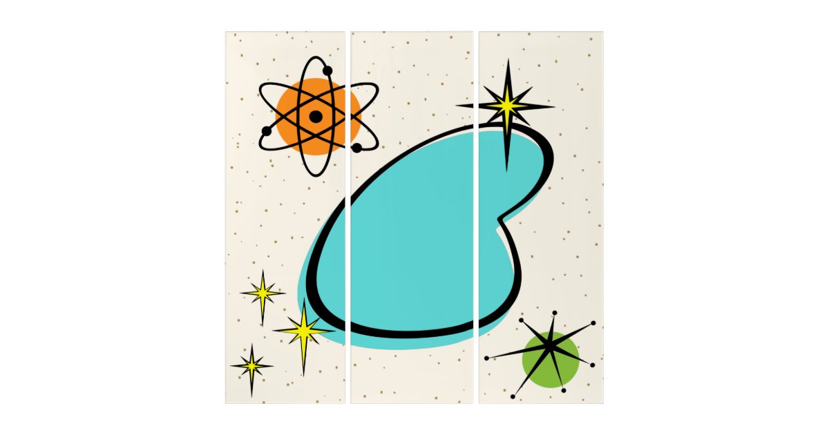 Retro Atomic Boomerang and Starbursts Triptych | Zazzle