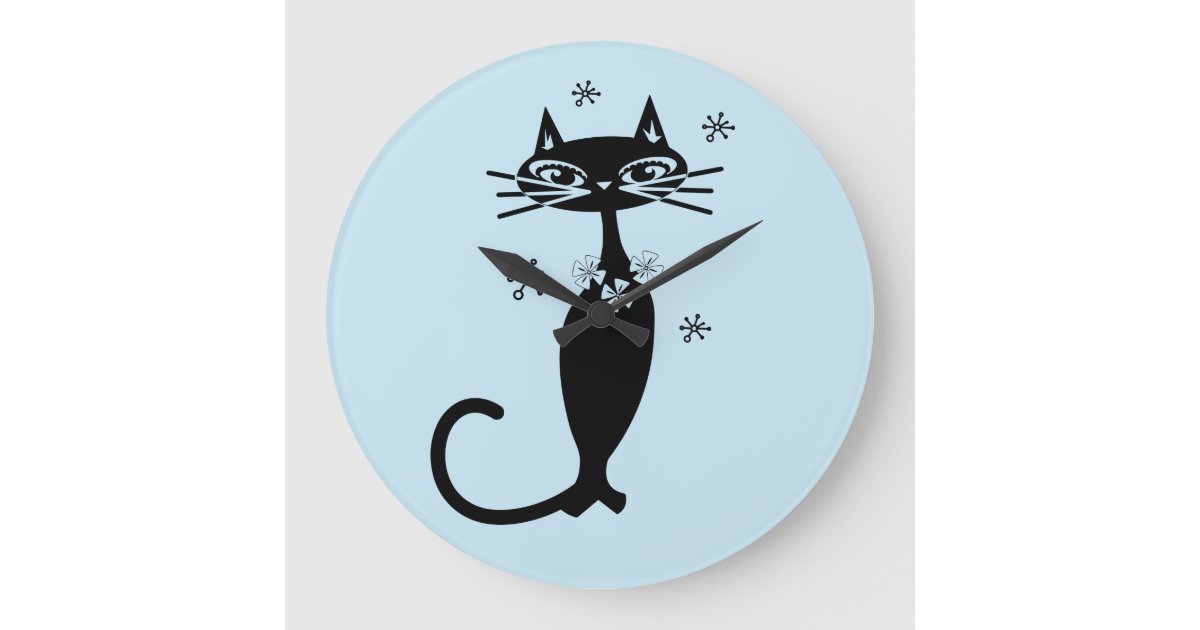 RETRO ATOMIC CAT CLOCK | Zazzle