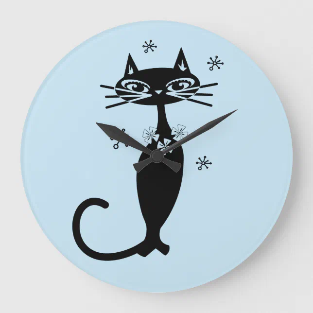 RETRO ATOMIC CAT CLOCK | Zazzle