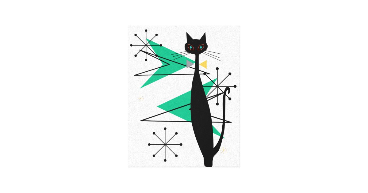 Retro Atomic Era MCM Cool Cat Canvas | Zazzle