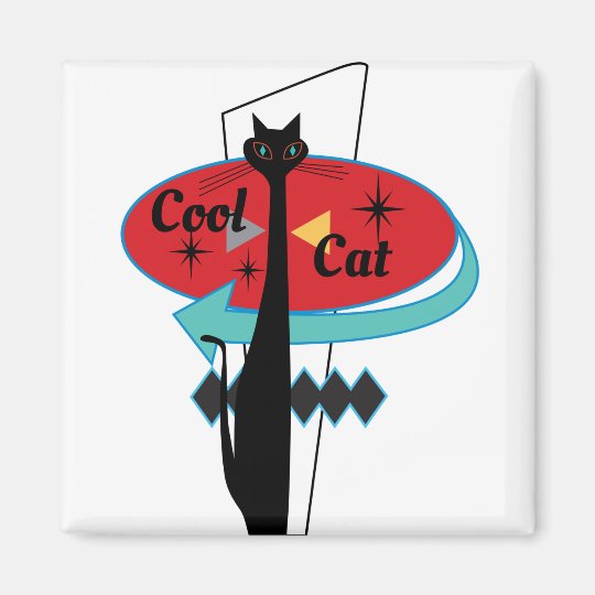 Retro Atomic Era MCM Cool Cat Magnet v3 | Zazzle.com