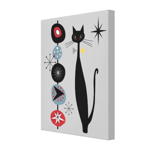 Retro Atomic Era Mid Century Modern Cool Cat Canvas Print | Zazzle