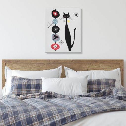 Retro Atomic Era Mid Century Modern Cool Cat Canvas Print | Zazzle