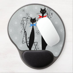 Retro Atomic Era Mid Century Modern Cool Cat Pair Gel Mouse Pad | Zazzle