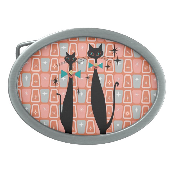Retro Atomic Era Mid Century Modern MCM Cool Cat Belt Buckle | Zazzle