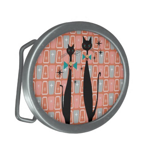 Retro Atomic Era Mid Century Modern MCM Cool Cat Belt Buckle | Zazzle
