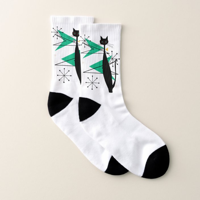 Retro Atomic Era Mid Century Modern MCM Cool Cat Socks | Zazzle.com