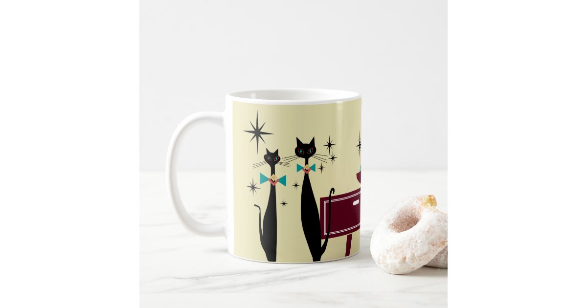 Retro Atomic Era Mid Century Modern MCM Cool Cat y Coffee Mug | Zazzle