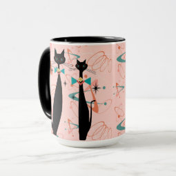 Retro Atomic Era Mid Century Modern MCM Cool Cats Mug | Zazzle