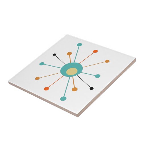 Retro Atomic Era Starburst Mid Century Modern Ceramic Tile | Zazzle