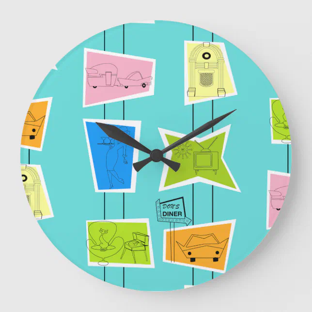 Retro Atomic Kitsch Acrylic Wall Clock | Zazzle