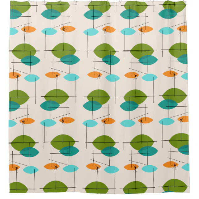 Retro Atomic Mobile Pattern Shower Curtain | Zazzle