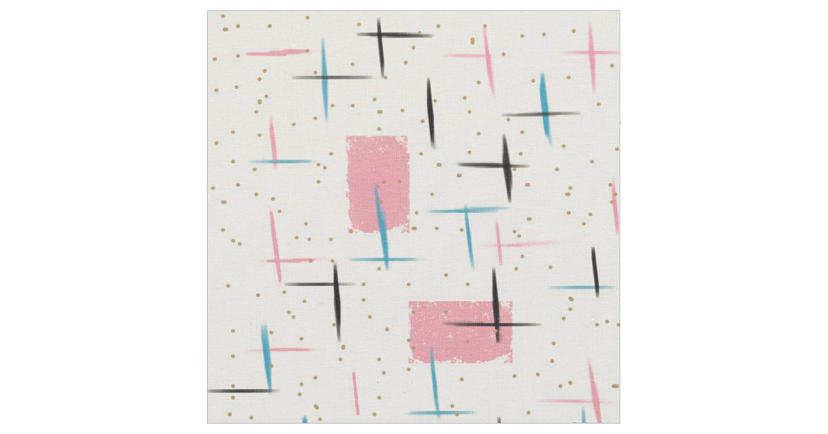 Retro Atomic Pink Pattern Fabric | Zazzle