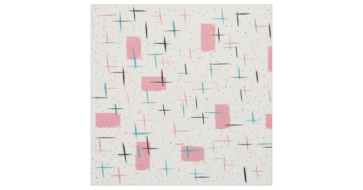 Retro Atomic Pink Pattern Fabric | Zazzle