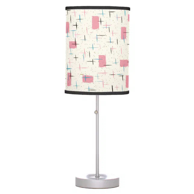 Retro Atomic Pink Pattern Table Lamp | Zazzle