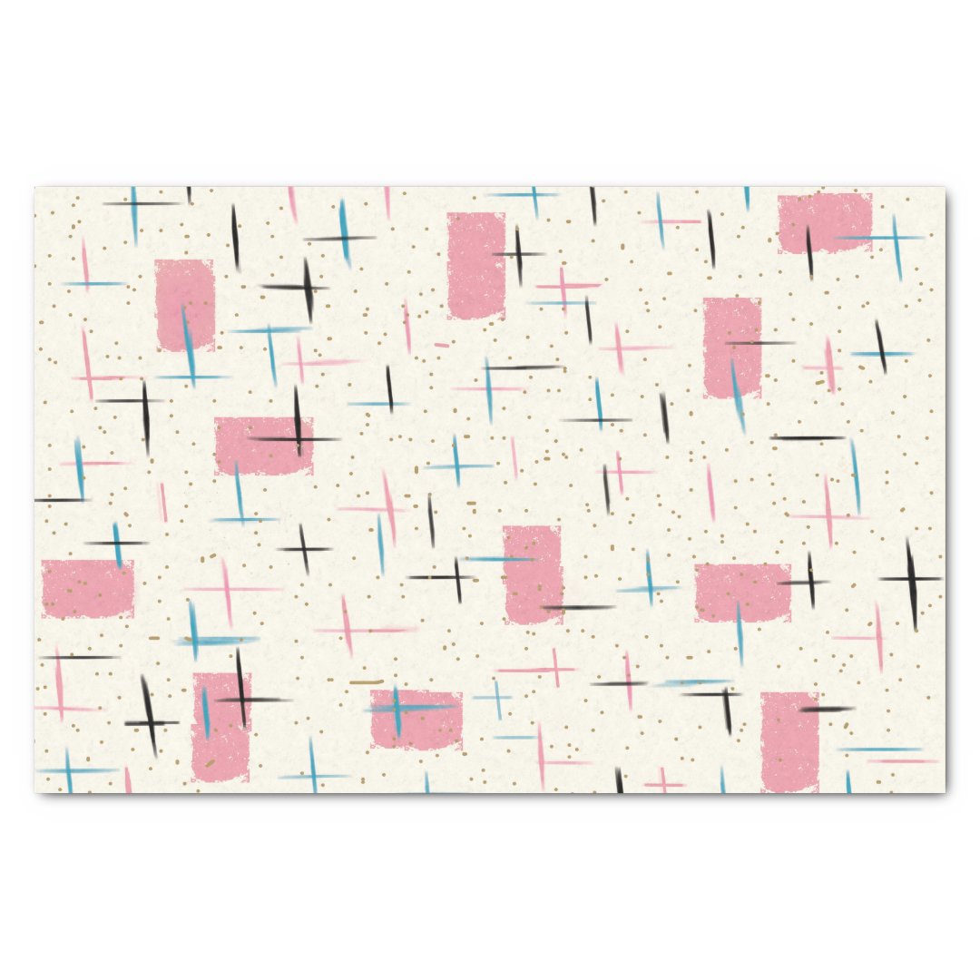 Retro Atomic Pink Pattern Tissue Ribbon Tissue Paper | Zazzle