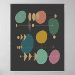 Retro Atomic Space Age Mid Century Modern Poster | Zazzle