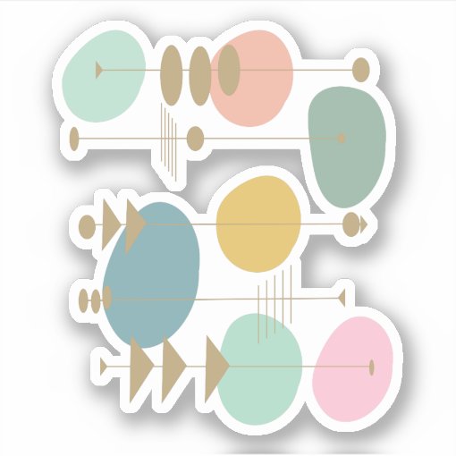 Retro Atomic Space Age Mid Century Modern Sticker | Zazzle