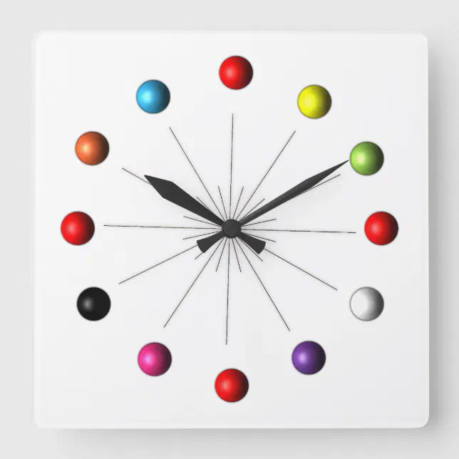 Retro Atomic Star Burst Square Wall Clock | Zazzle