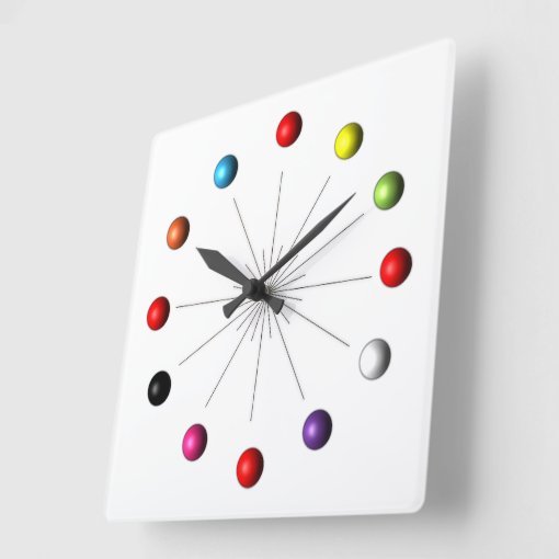 Retro Atomic Star Burst Square Wall Clock | Zazzle