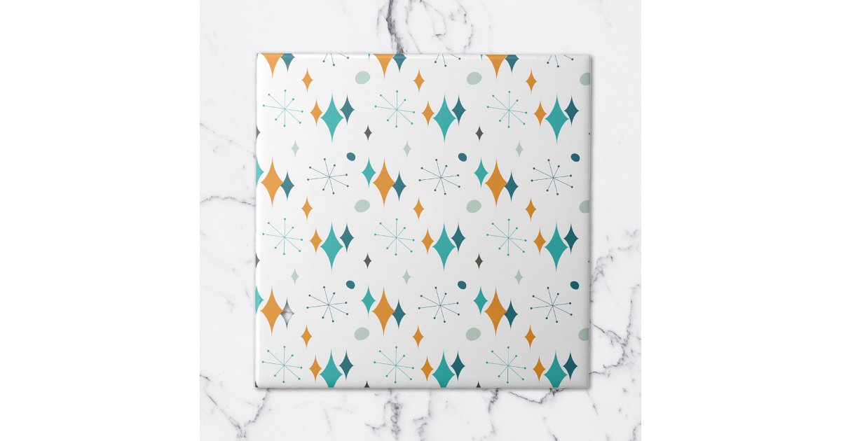 Retro Atomic Starburst Stars Pattern Ceramic Tile | Zazzle