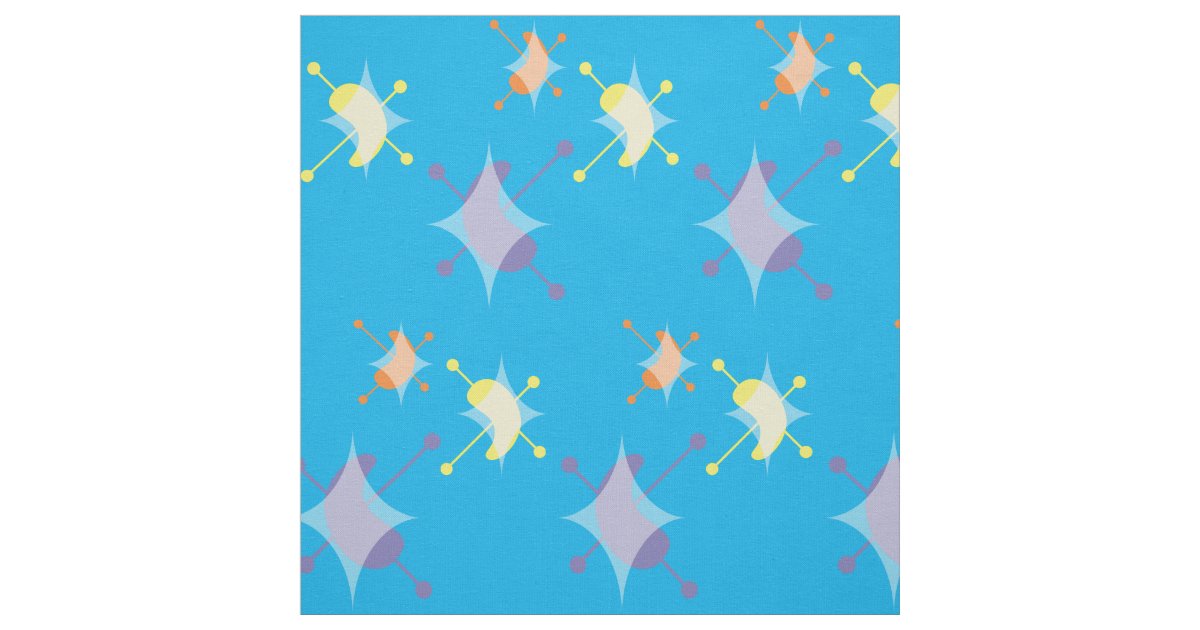 Retro Atomic Starbursts Pattern Fabric | Zazzle