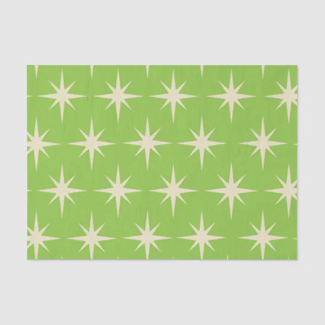 Retro Atomic stars pattern on lime green Tissue Paper | Zazzle
