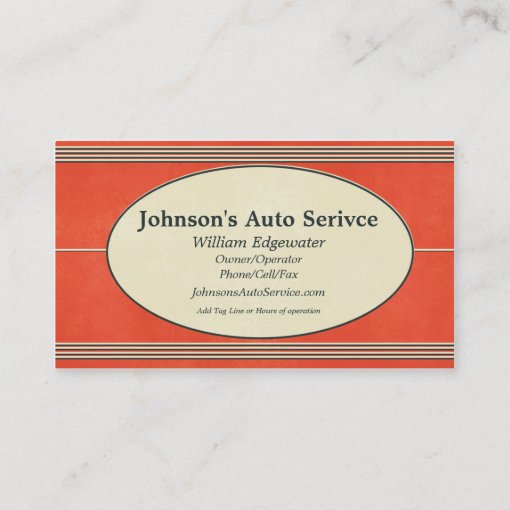 Retro Auto Service And Repair Business Card | Zazzle