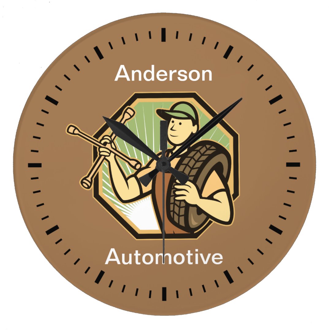 Retro Automotive Business Theme Wall Clocks | Zazzle