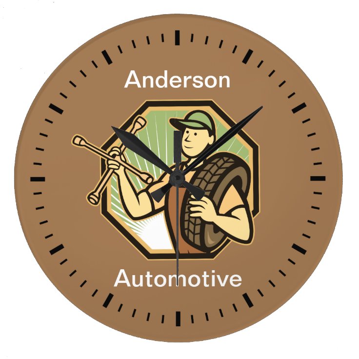 Retro Automotive Business Theme Wall Clocks | Zazzle