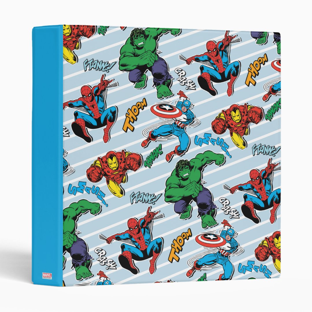 Retro Avenger Bold Stripe Pattern 3 Ring Binder | Zazzle