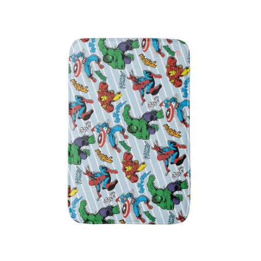 Retro Avenger Bold Stripe Pattern Bath Mat | Zazzle