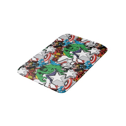 Retro Avengers With Stars Graphic Bath Mat | Zazzle