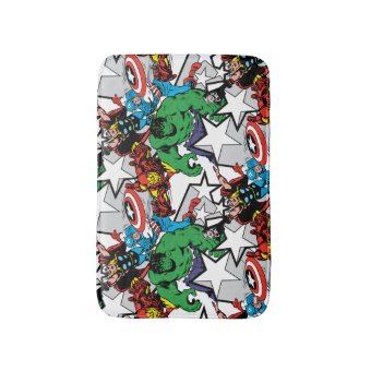 Retro Avengers With Stars Graphic Bath Mat | Zazzle