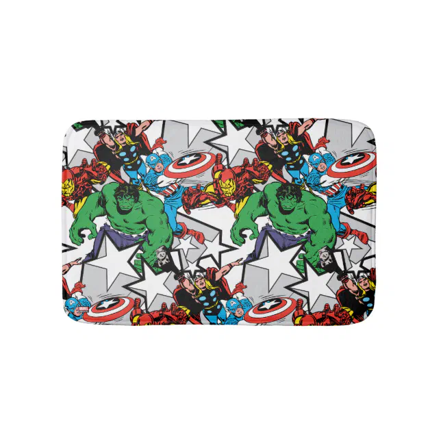 Retro Avengers With Stars Graphic Bath Mat | Zazzle