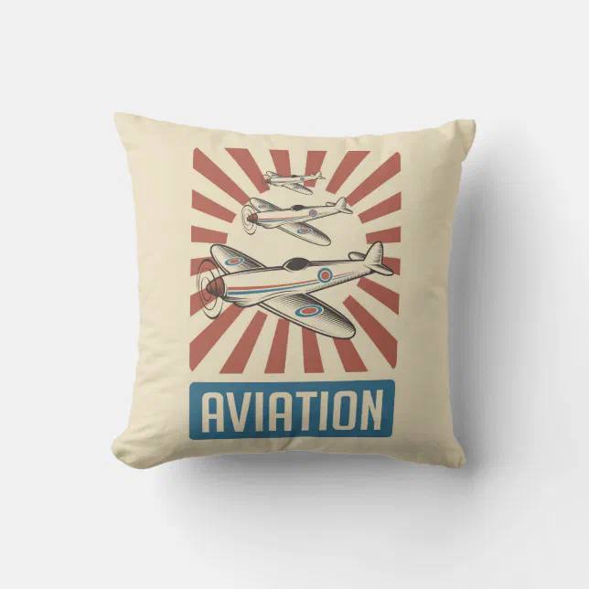 Retro Aviation Airforce fighter planes Throw Pillo Throw Pillow | Zazzle