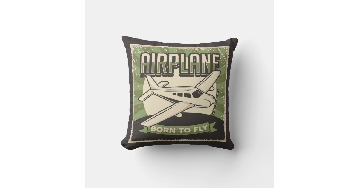 Retro Aviation Airplane Throw Pillow | Zazzle