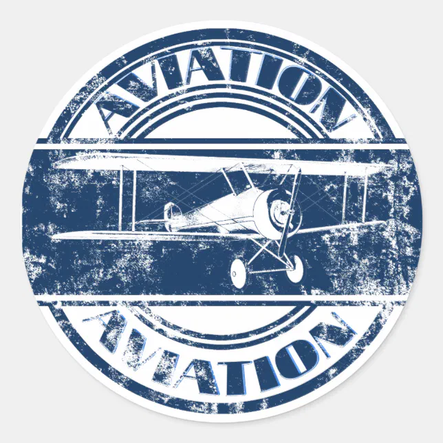 Retro Aviation Art Classic Round Sticker | Zazzle